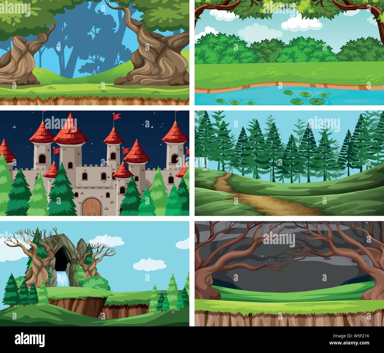 Set of scenes in nature setting illustration Stock Vector Image & Art ...