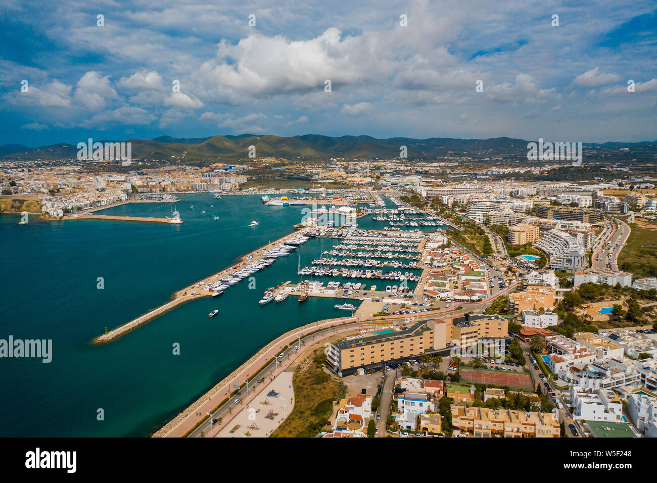 Aerial view of city port Stock Photo - Alamy