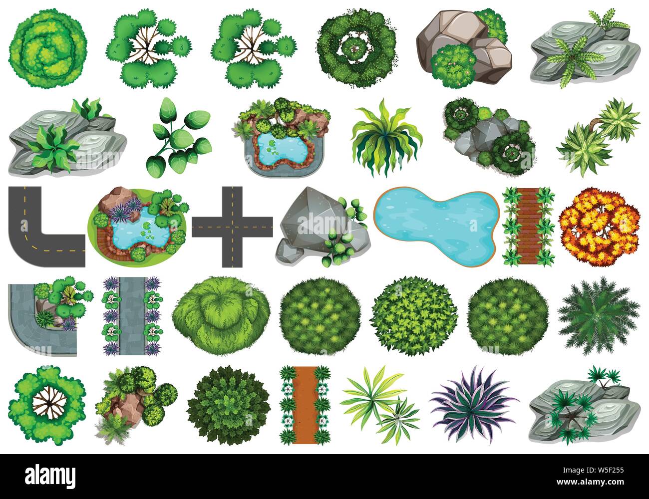 Collection of outdoor nature themed objects and plant elements ...