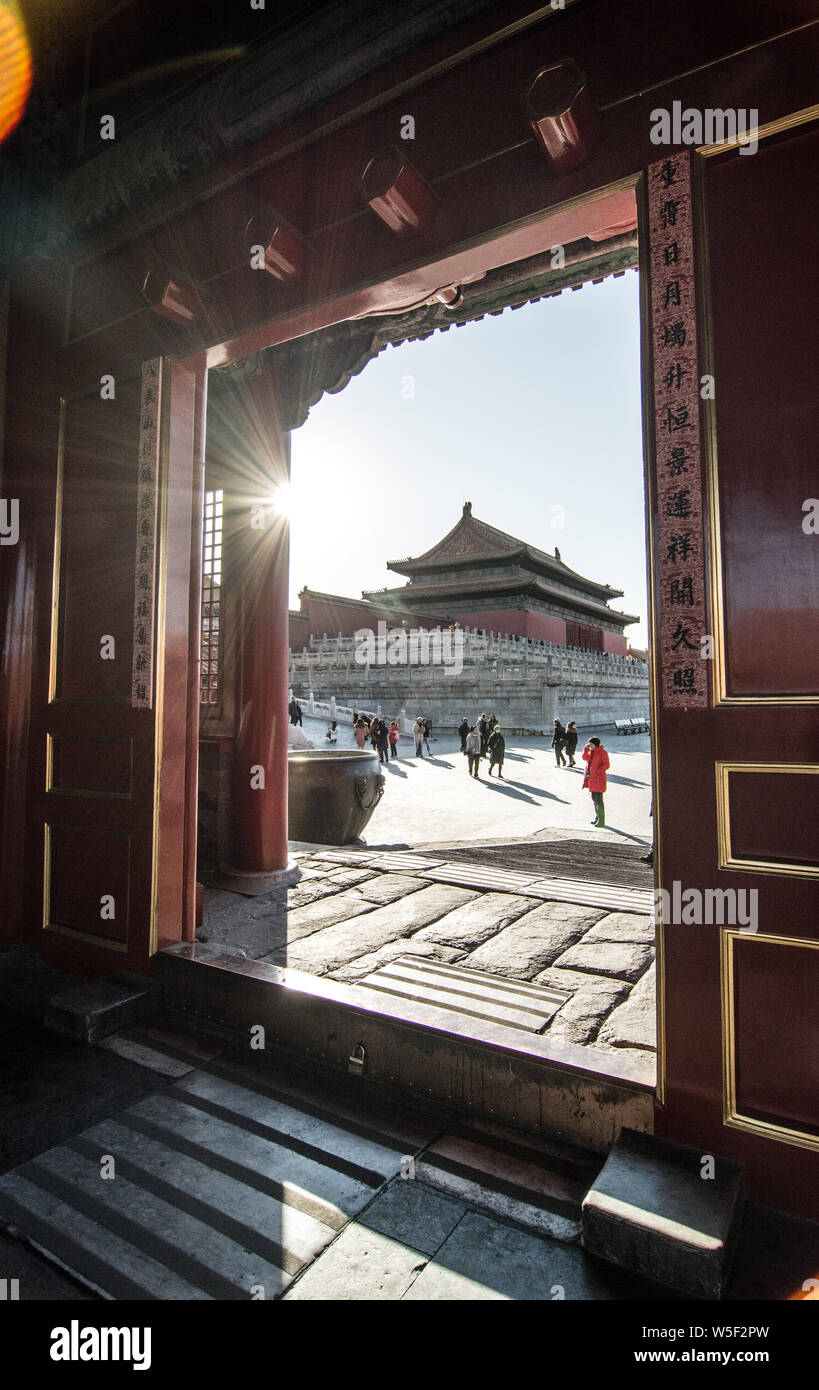 A view of the Palace Museum, also known as the Forbidden City, in ...