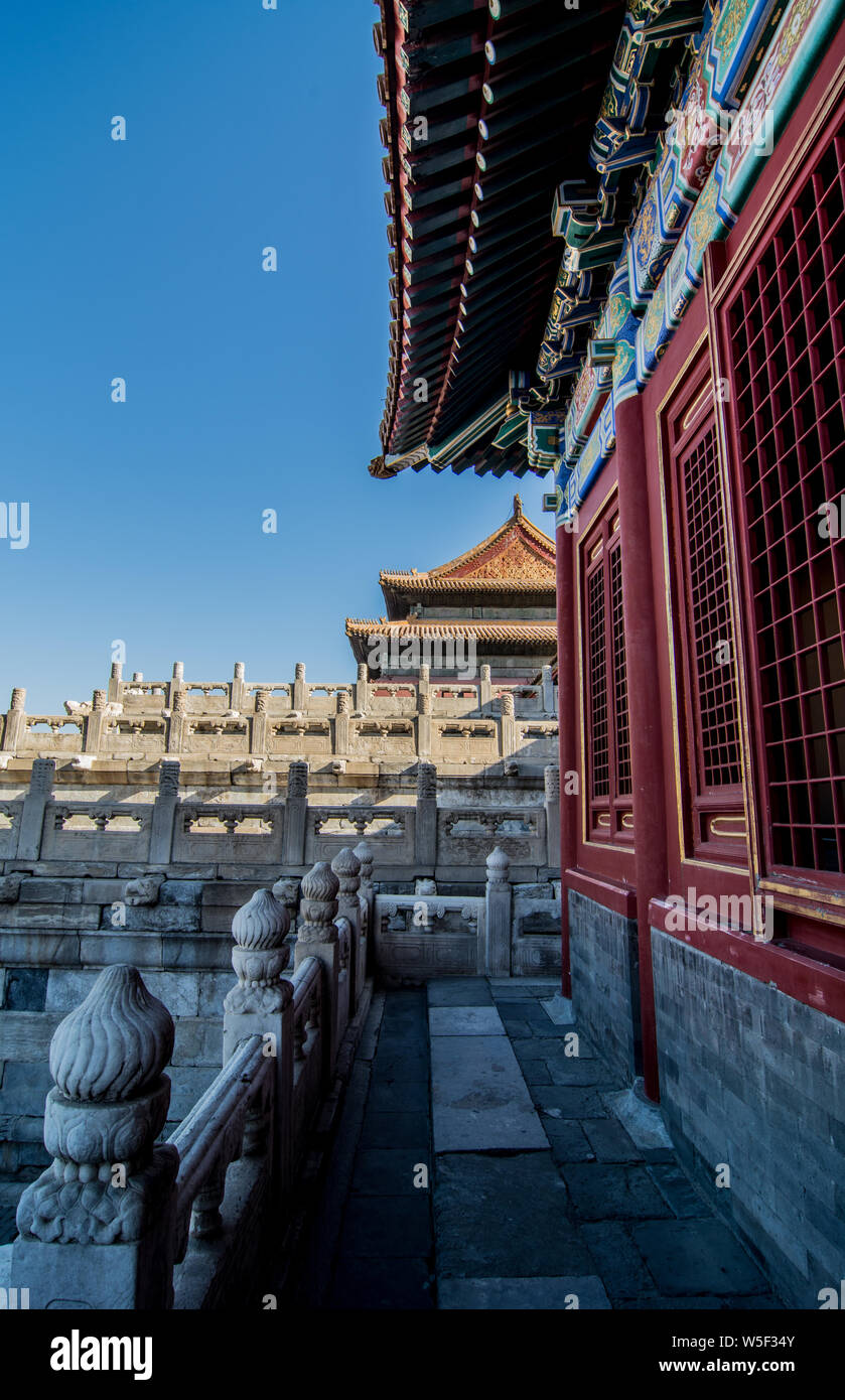 A view of the Palace Museum, also known as the Forbidden City, in ...
