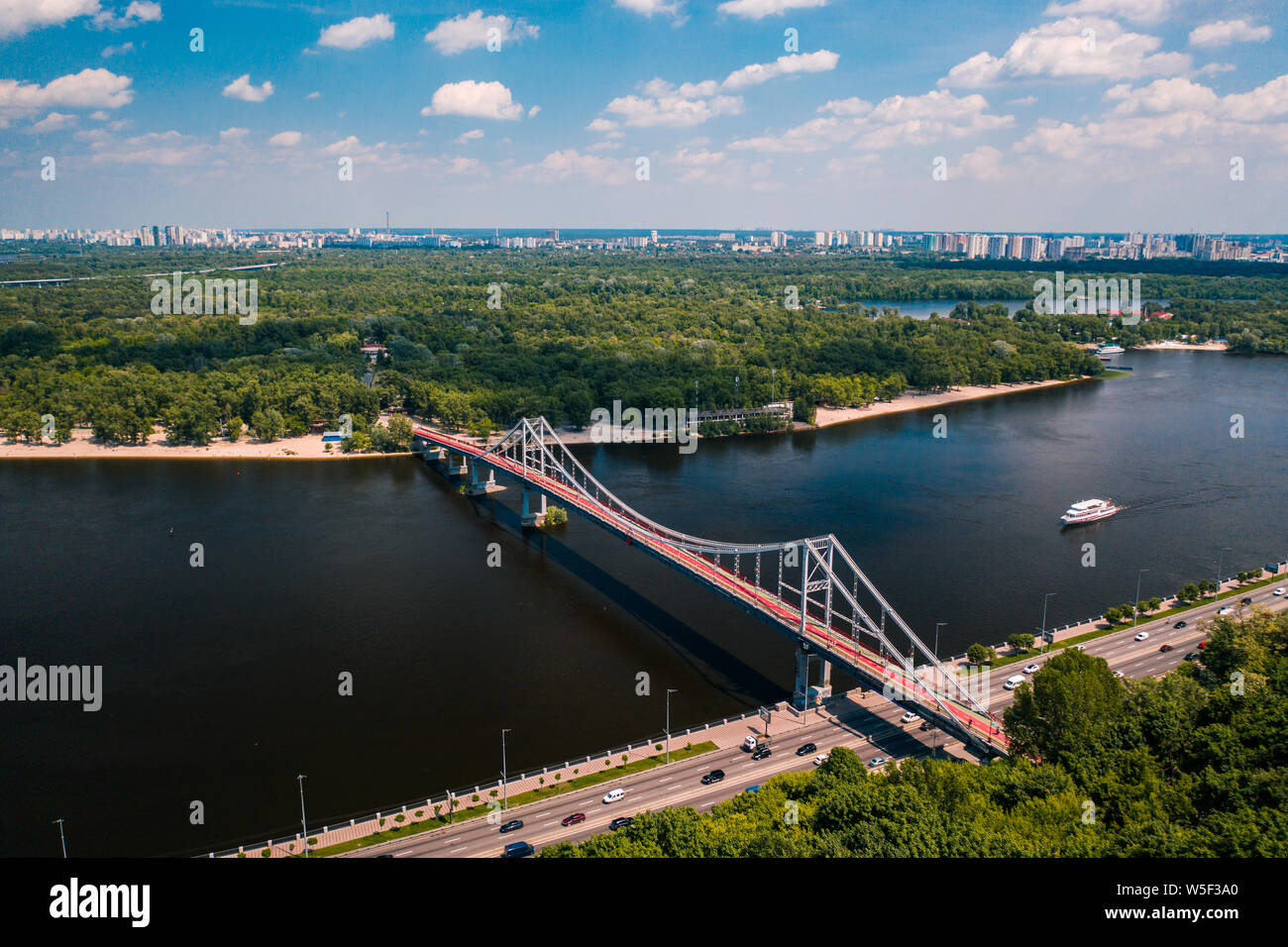 Pedestrian bridge in Kiev across the river Stock Photo - Alamy