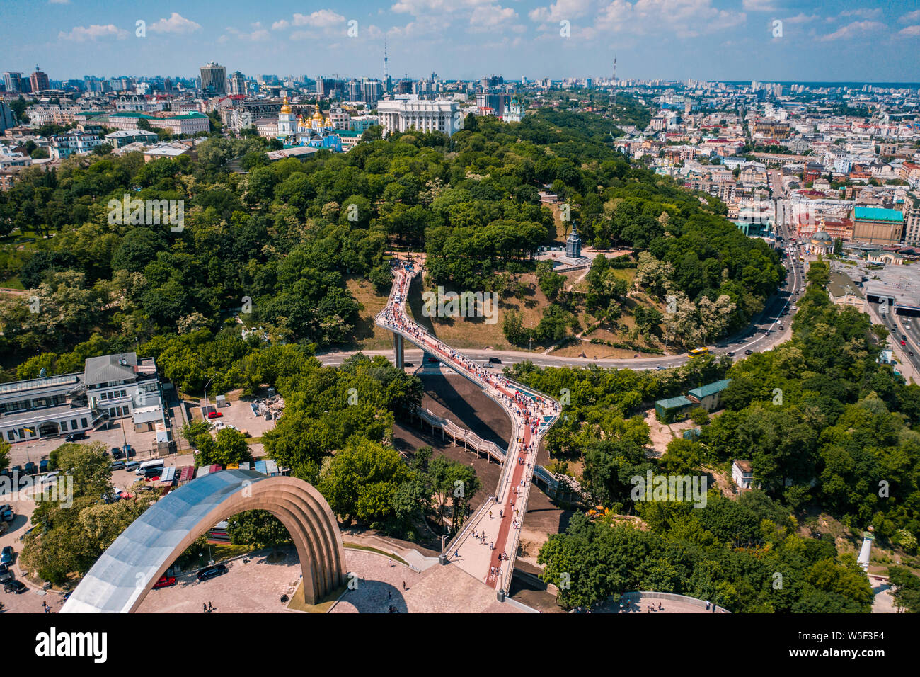 Aerial drone view of new pedestrian bridge from above Stock Photo - Alamy