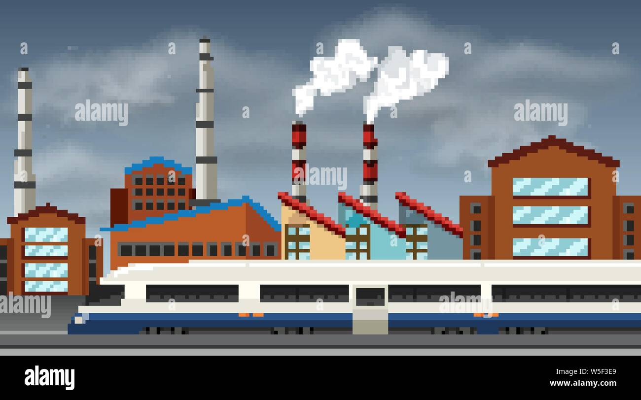 Pollution from factory theme scene in nature illustration Stock Vector ...