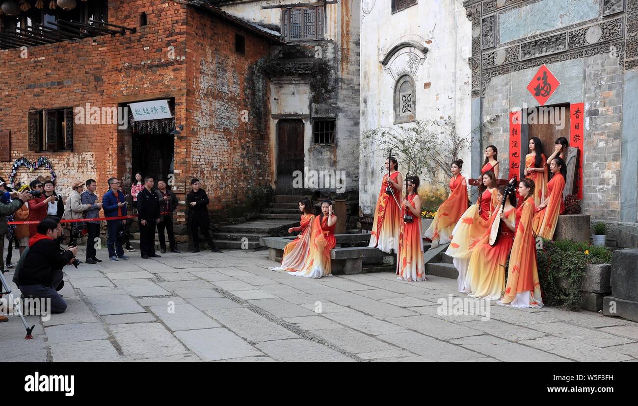 All female Chinese musical group Twelve Girls Band performs during an ...