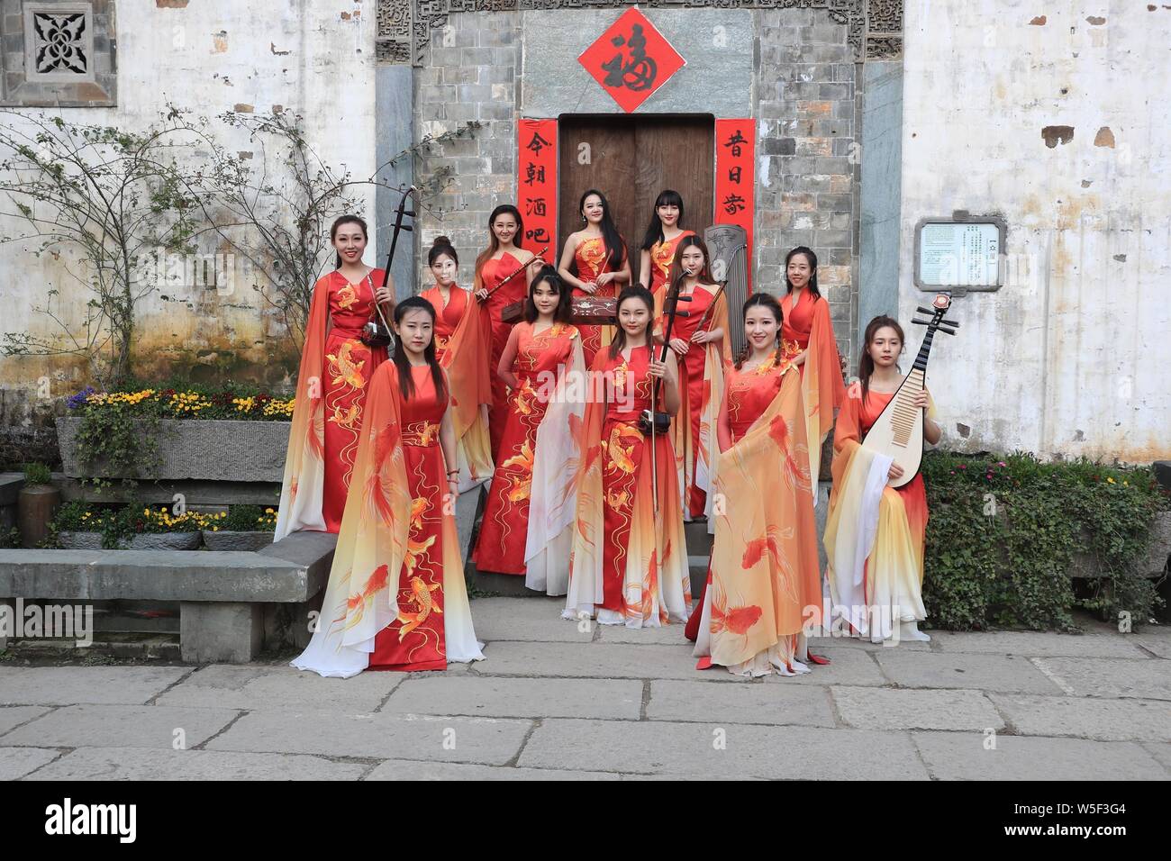 All female Chinese musical group Twelve Girls Band performs during an ...