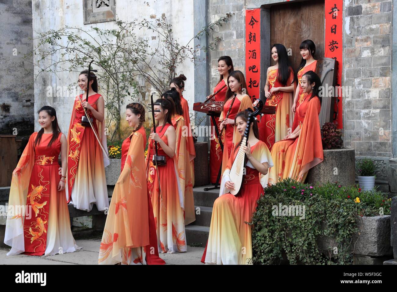 All female Chinese musical group Twelve Girls Band performs during an ...