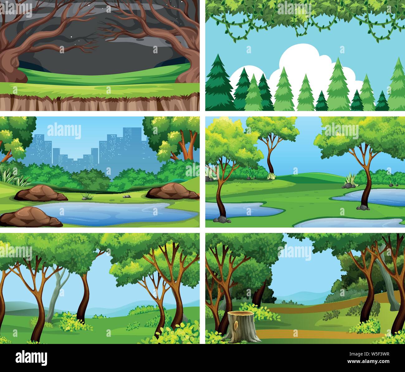 Set of scenes in nature setting illustration Stock Vector Image & Art ...