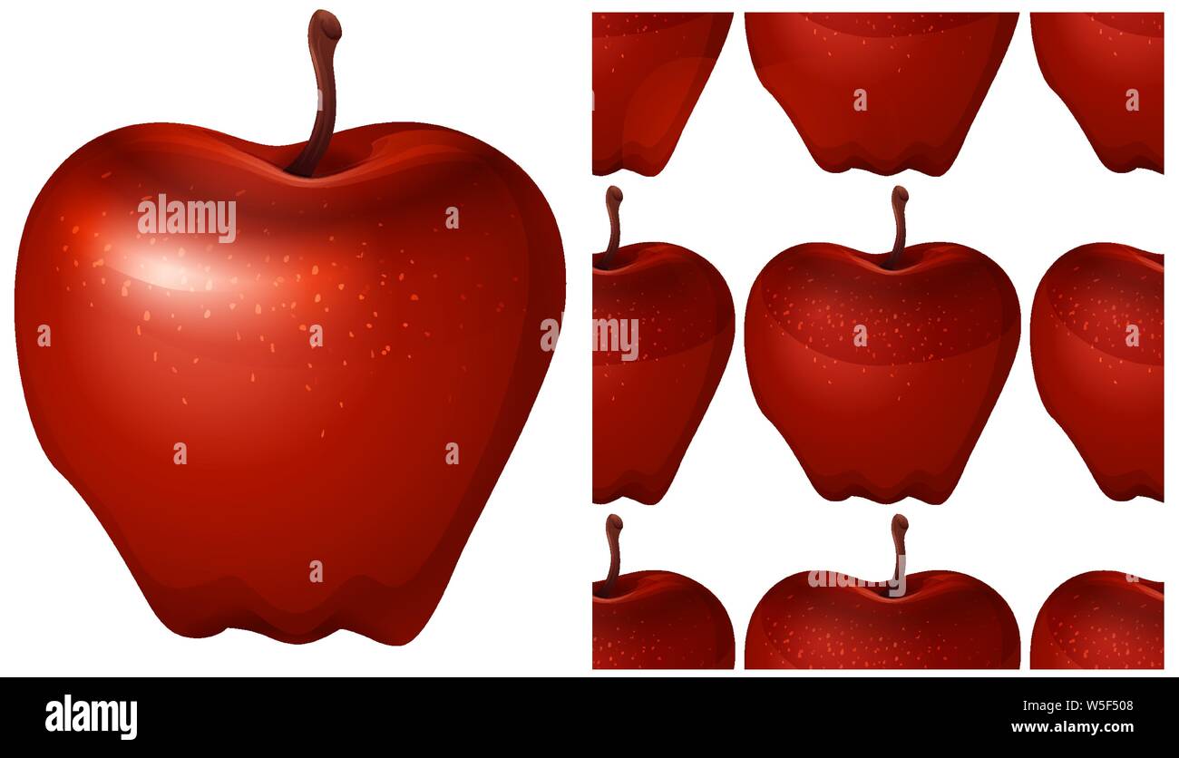 Seamless apple design isolated on white illustration Stock Vector Image ...