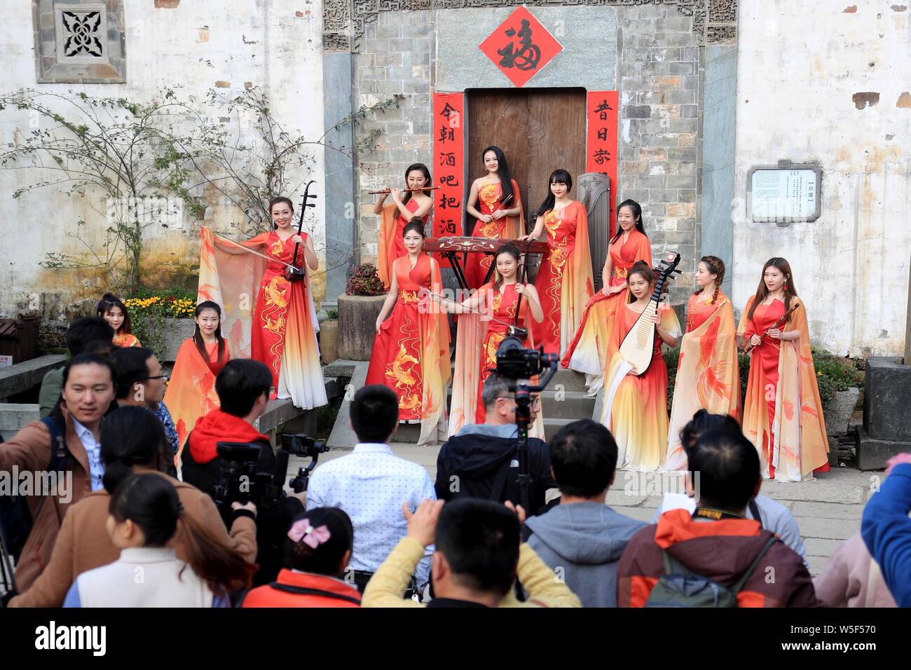 All female Chinese musical group Twelve Girls Band performs during an ...