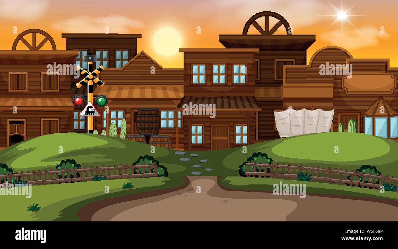 Western desert themed scene in nature illustration Stock Vector Image ...