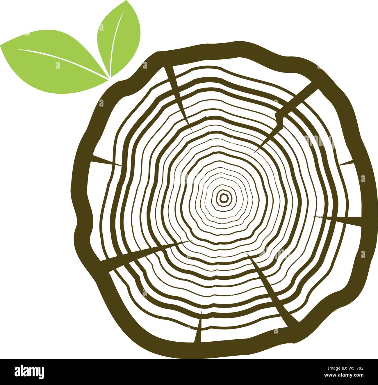 Tree trunk cut with 2 leaves Stock Vector Image & Art - Alamy
