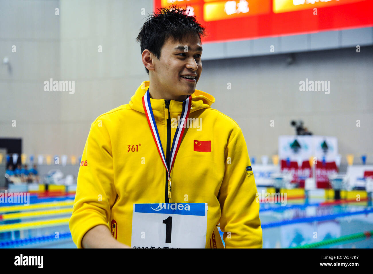 Chinese swimming Olympic champion Sun Yang attends the the award ...