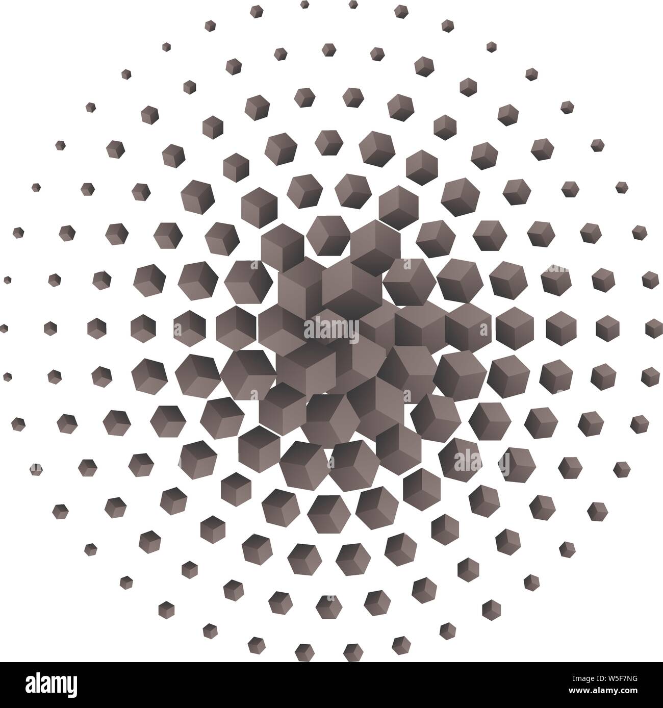 Vector circl halftone geometric seamless pattern with cube shapes ...