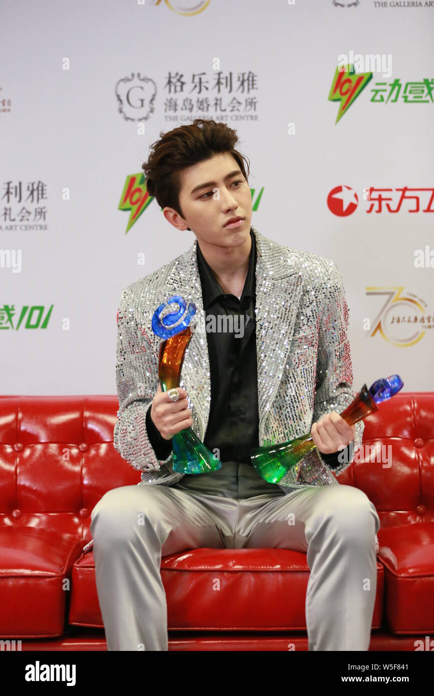Singer and rapper Cai Xukun of Chinese boy group Nine Percent poses ...
