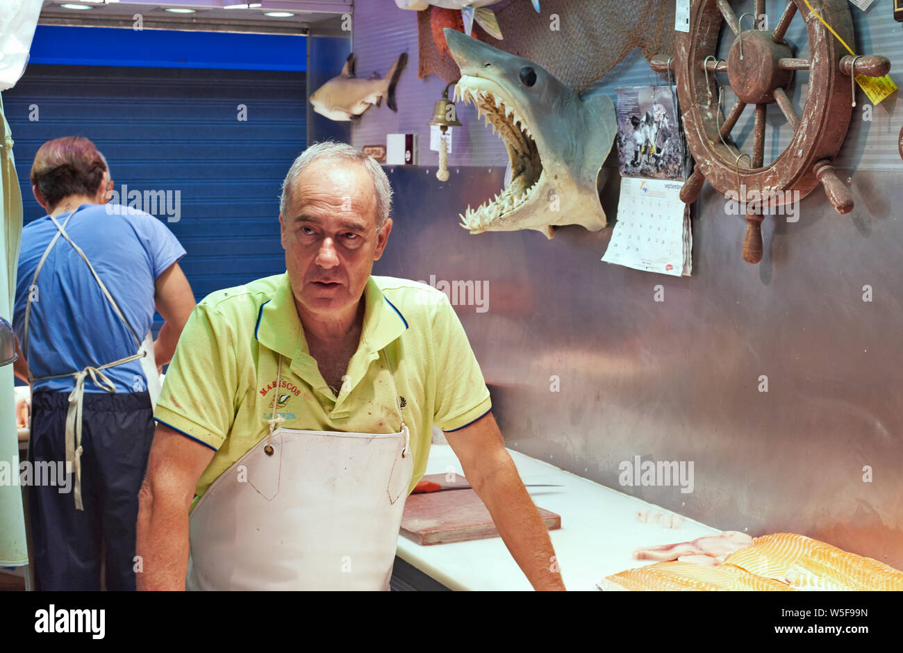 the magnificent fish and shell market in Malaga Andalusia, Spain Stock ...