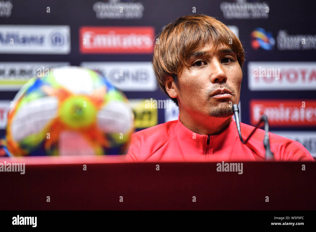 Daiki Watari of Japan's Sanfrecce Hiroshima F.C. attends a press ...