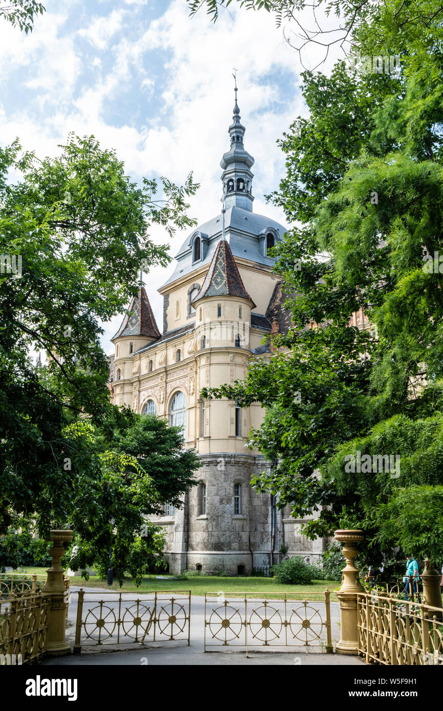Budapest, Hungary - July 04, 2019: The Vajdahunyad castle, built to ...