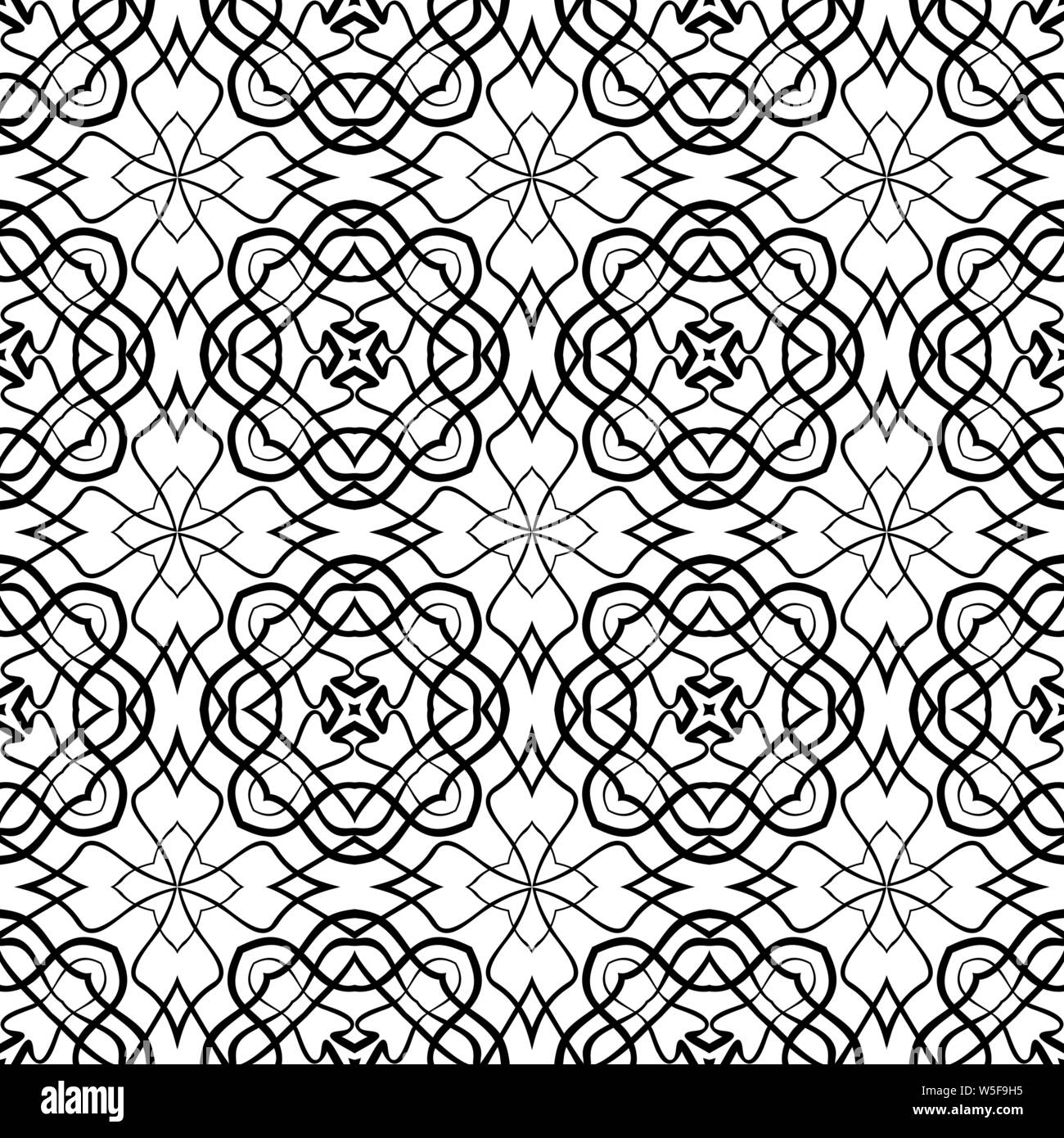 Seamless abstract monochrome pattern of lines on a white background ...