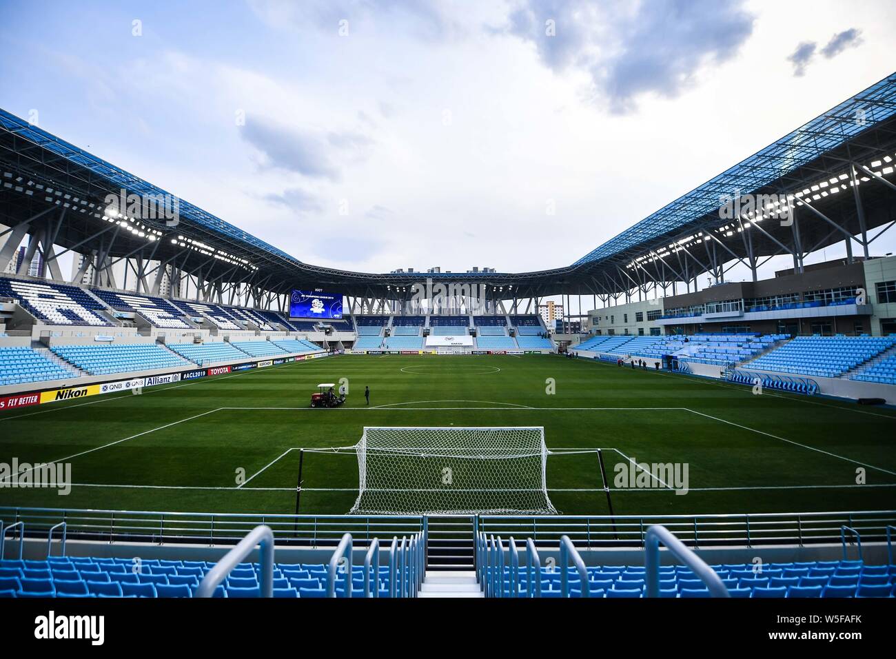 View of the Daegu Stadium, also known as the Blue Arc, before the group ...