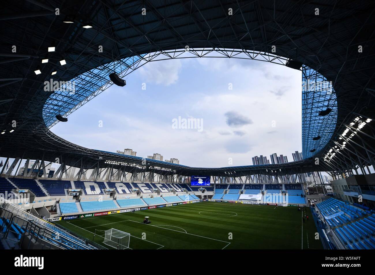 View of the Daegu Stadium, also known as the Blue Arc, before the group ...