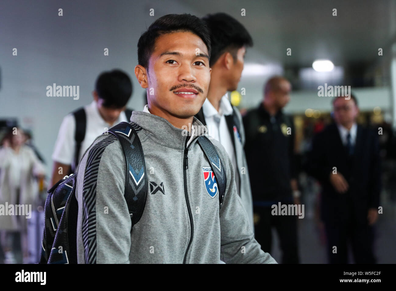 Players of Thailand national men's football team arrive at the Nanning ...