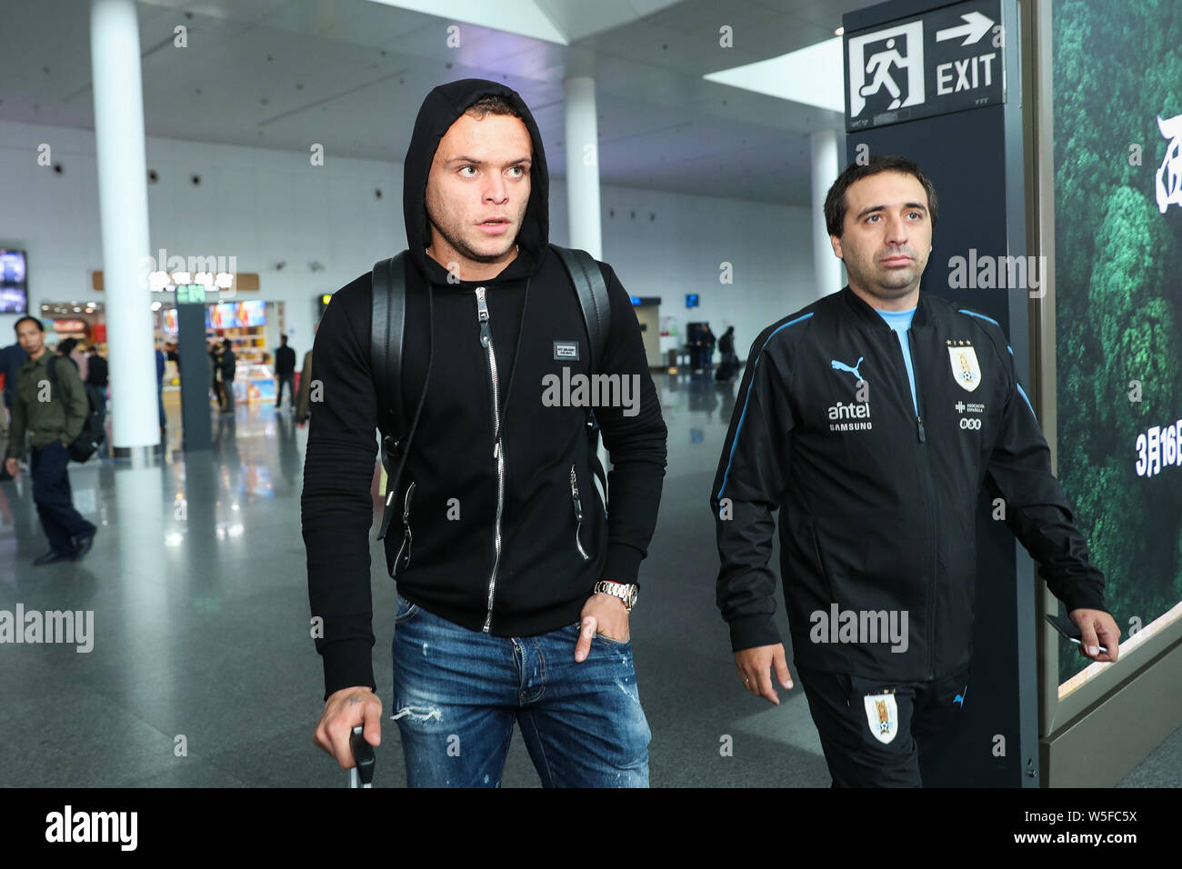 Jonathan Rodriguez of Uruguay national football team arrives at the ...
