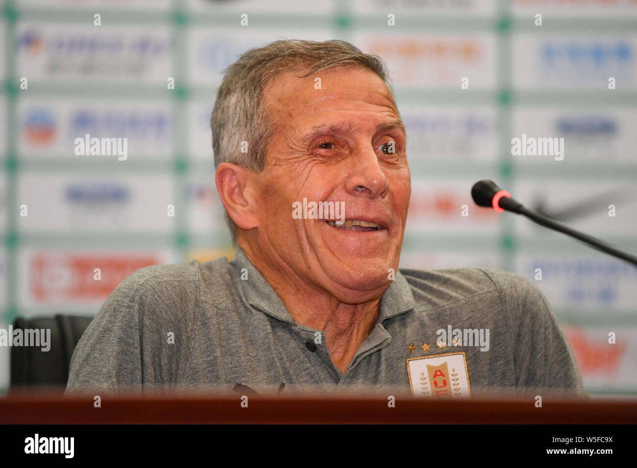 Head coach Oscar Tabarez of Uruguay national football team attends a ...