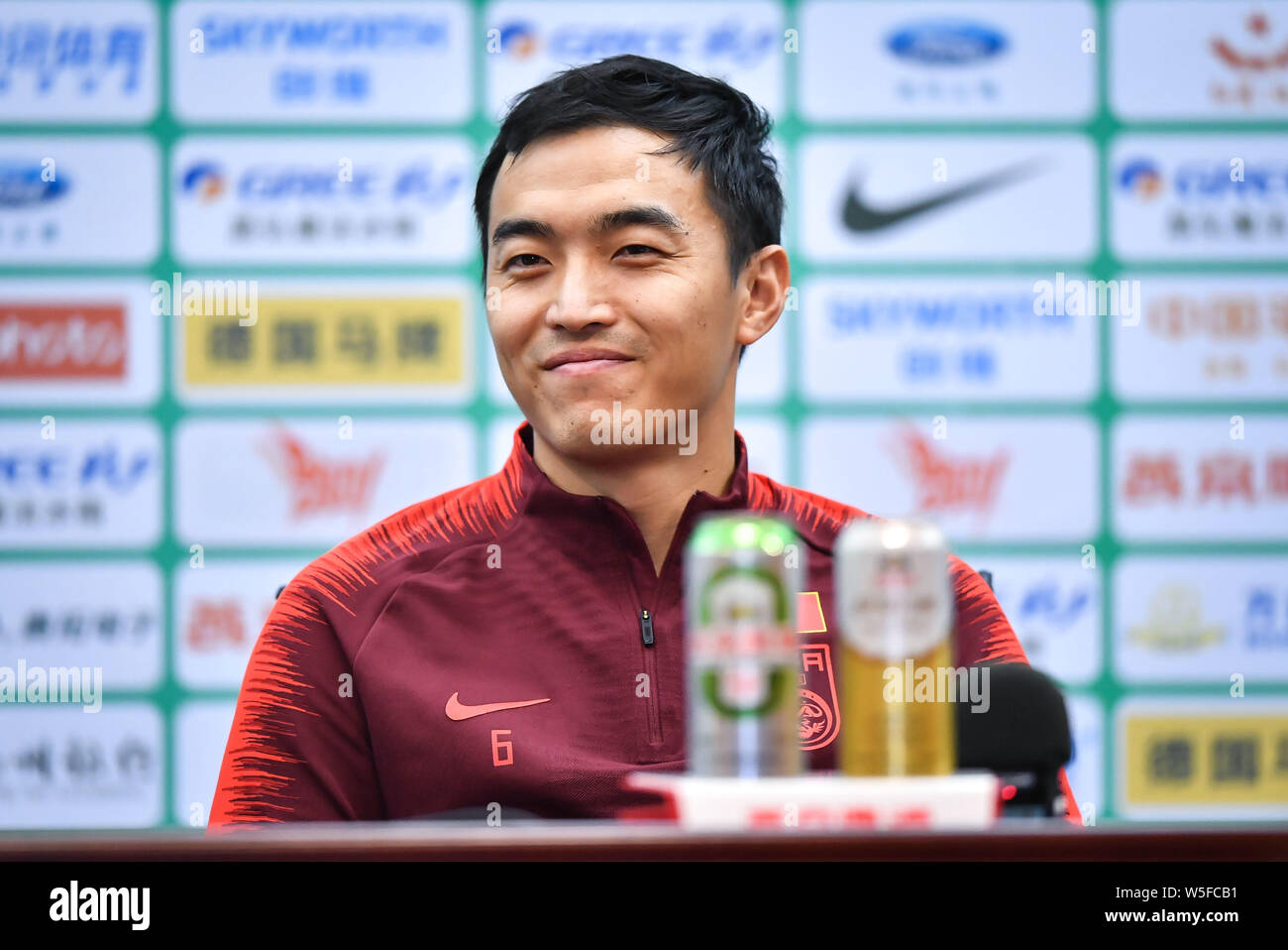 Feng Xiaoting of China national football team attends a press ...
