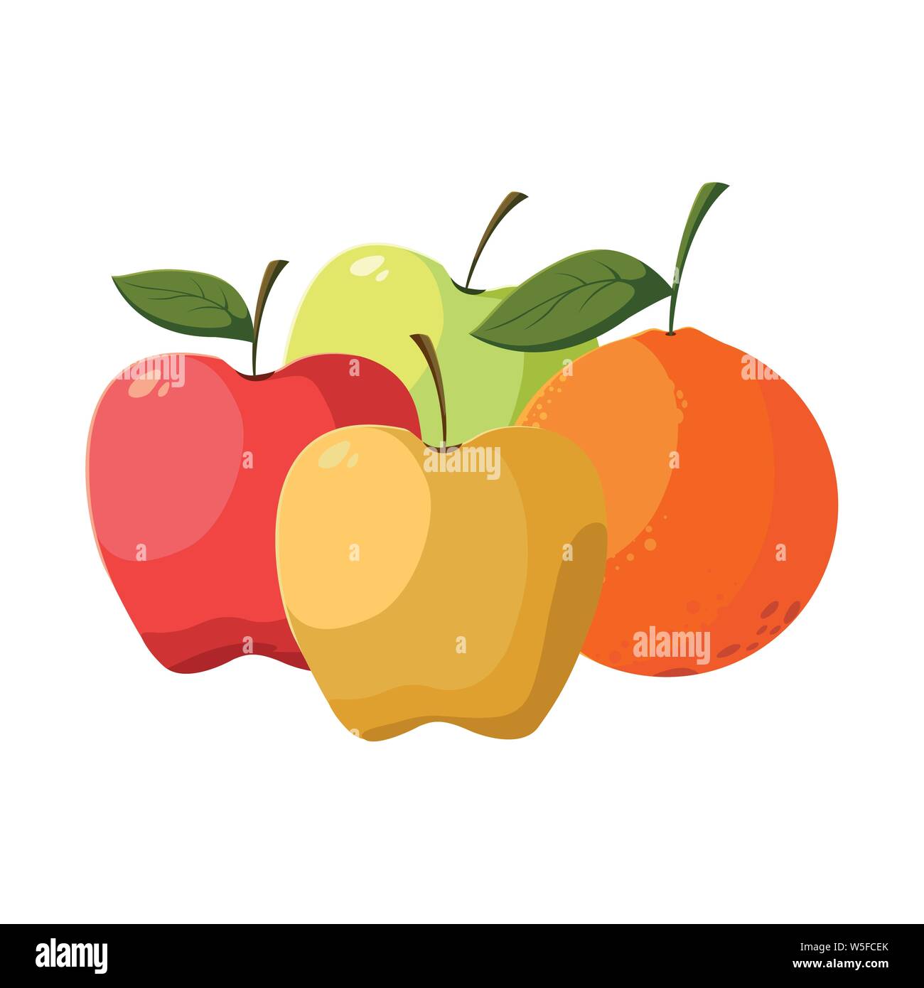 fresh fruits apples and orange vector illustration Stock Vector Image ...