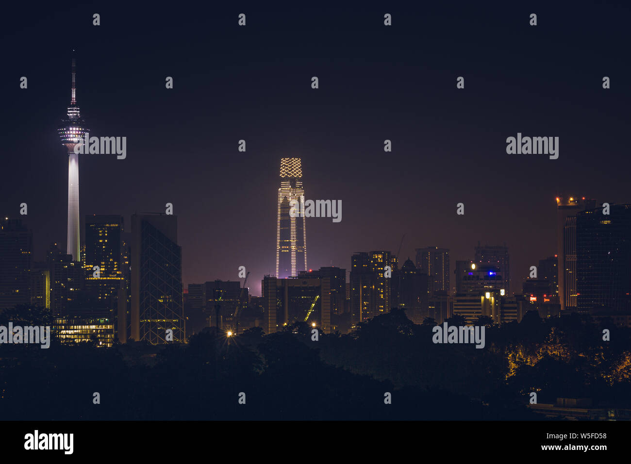 Sunrise view over downtown Kuala Lumpur with KL Tower and The Exchange ...