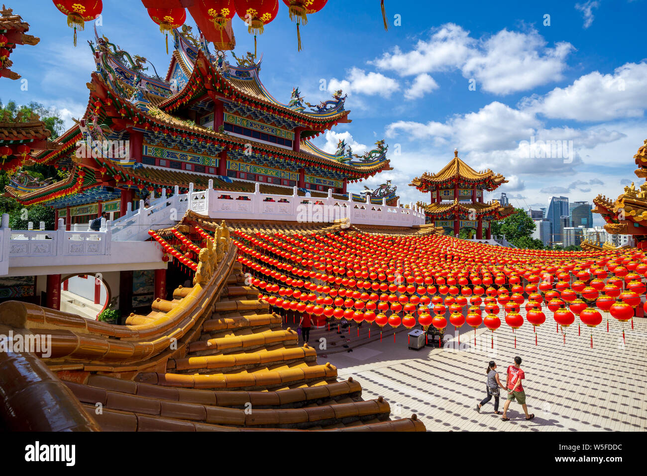 Thean Hou Temple decorated with traditional lanterns in Chinese New ...