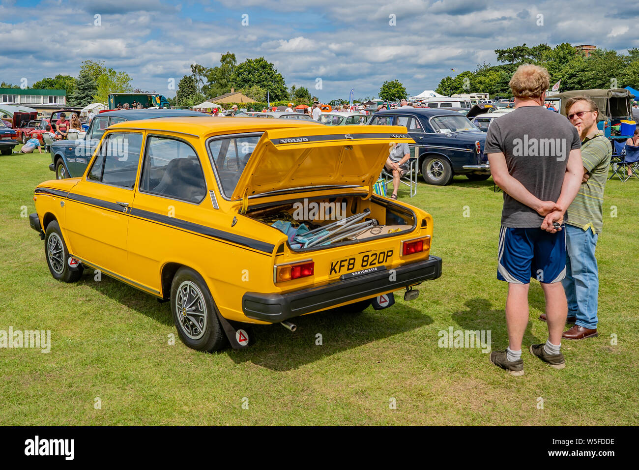 Two car enthusiasts at the annual classic car show in Wroxham, Norfolk ...