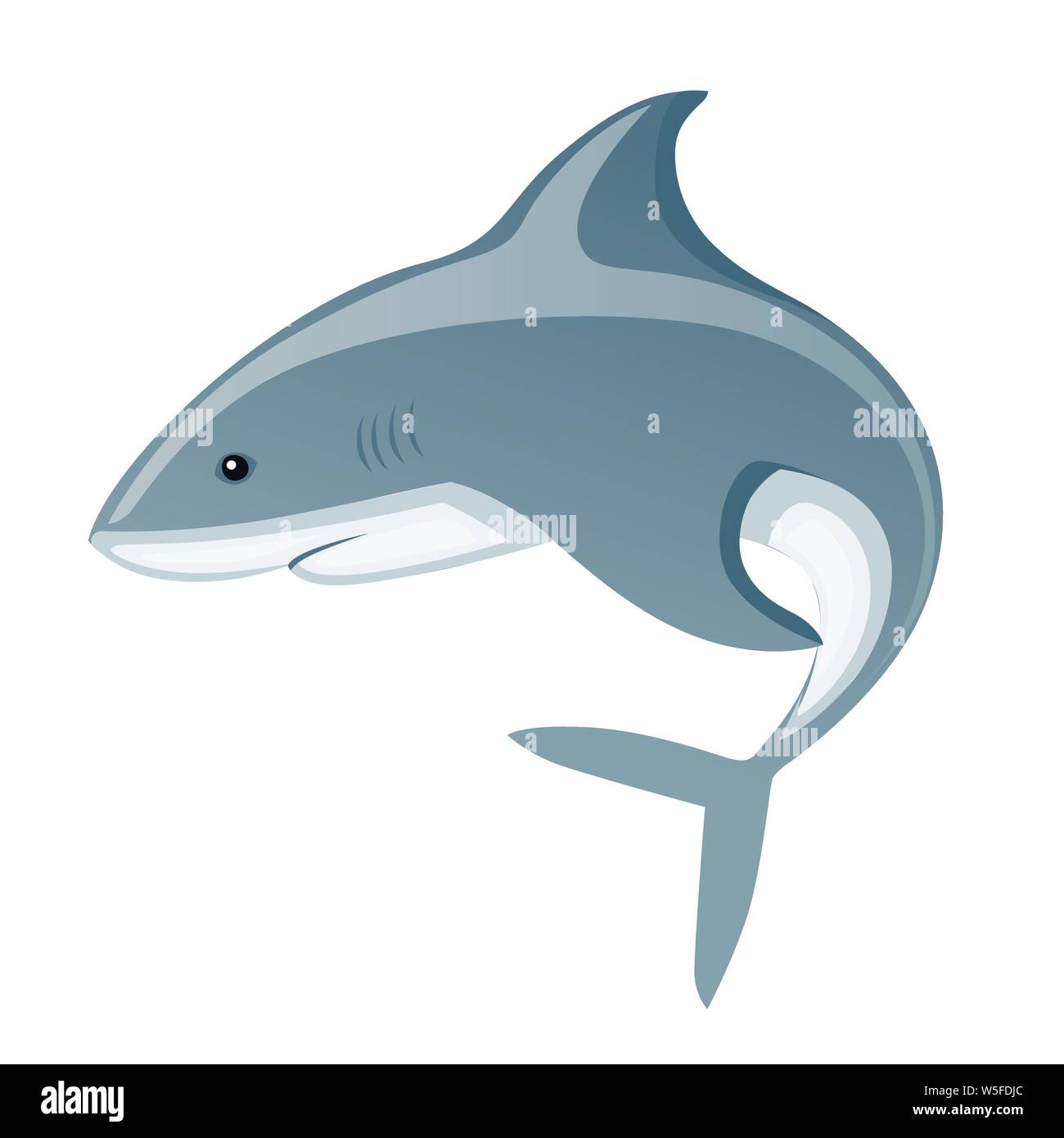 Shark with mouth closed giant apex predator cartoon animal design flat ...