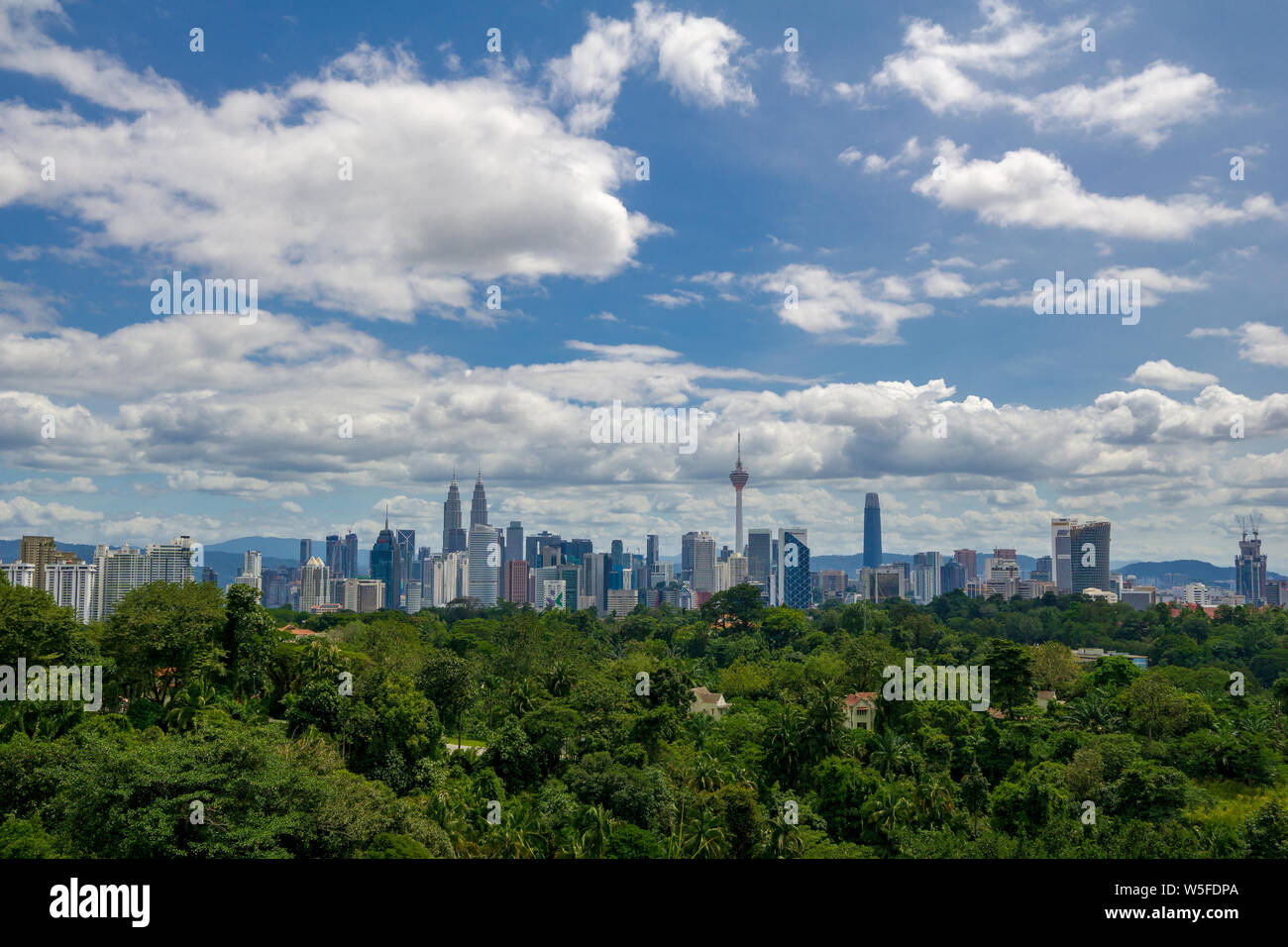 Aerial view of downtown Kuala Lumpur from sub urban area in Changkat ...