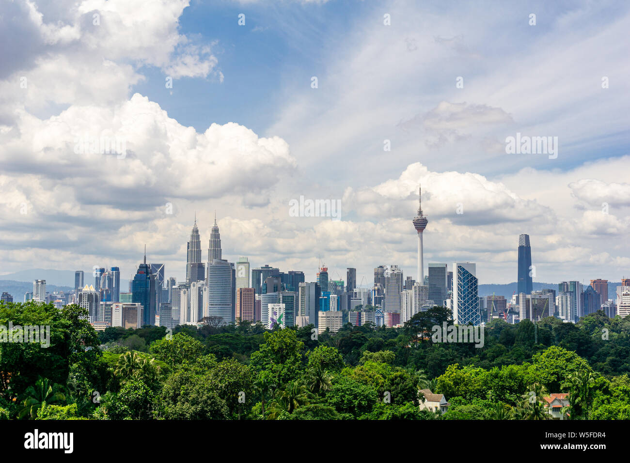 Aerial view of downtown Kuala Lumpur from sub urban area in Changkat ...