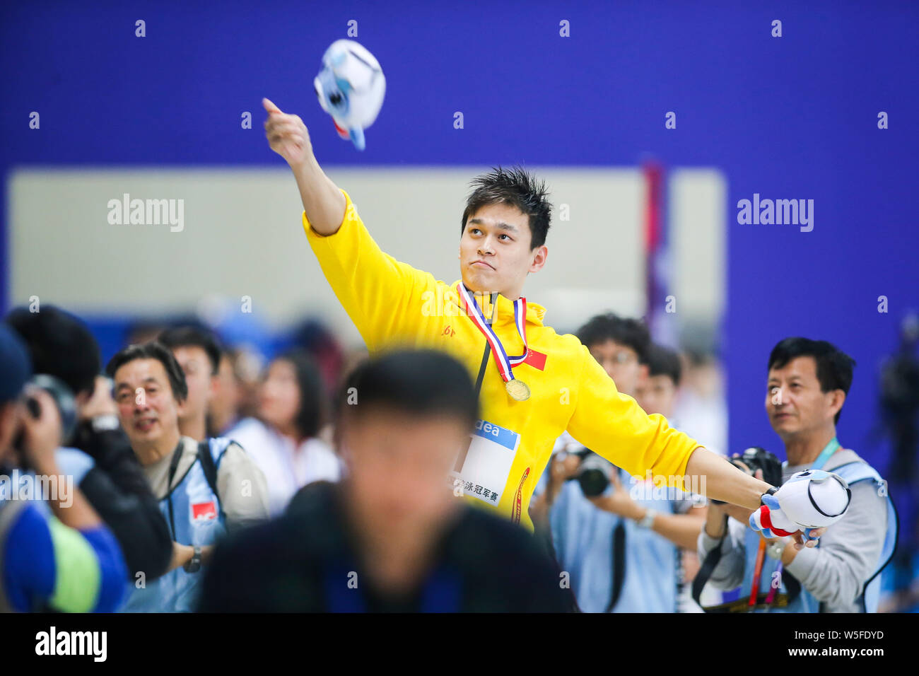 Chinese swimming Olympic champion Sun Yang attends the the award ...
