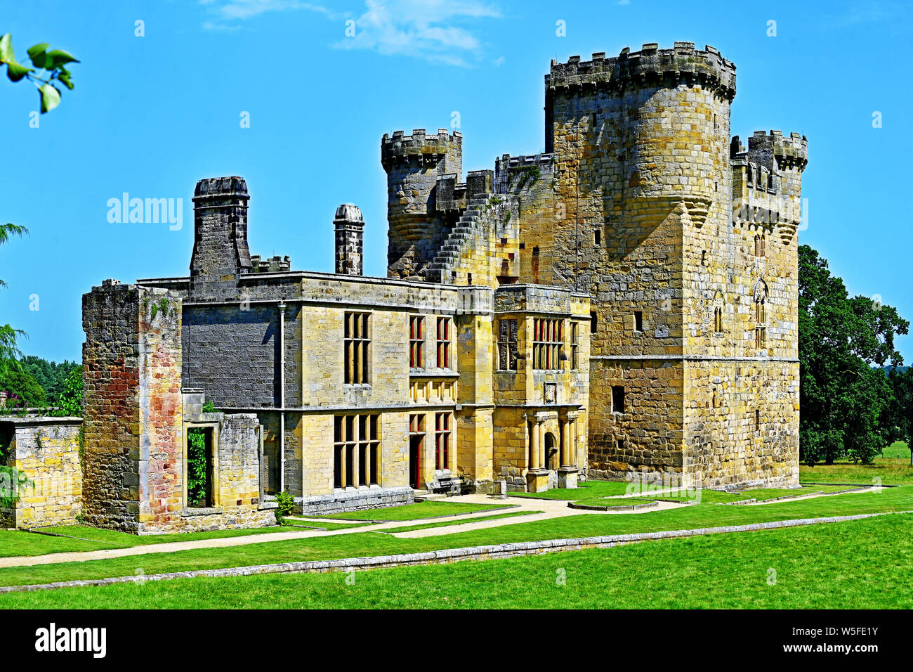 English Heritage Belsay Castle and grounds Northumberland Stock Photo ...