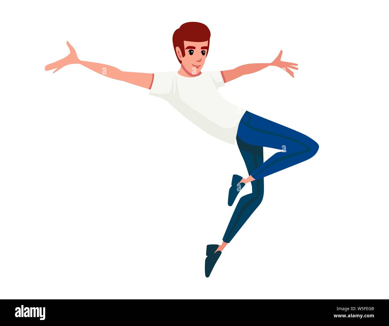 Happy jumping man cartoon character design flat vector illustration ...