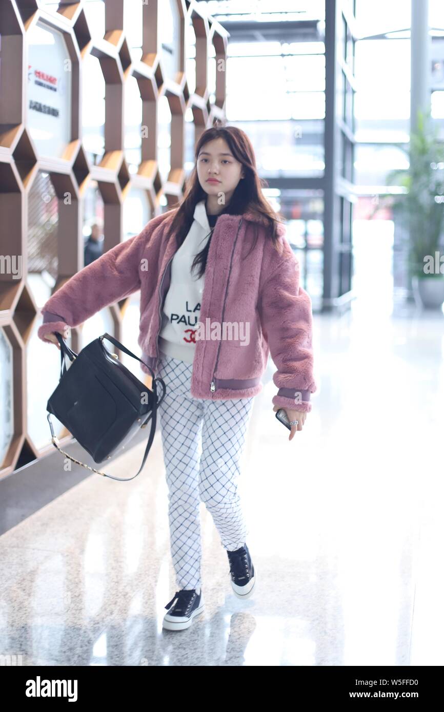 Chinese actress Jelly Lin or Lin Yun is pictured at an airport in ...