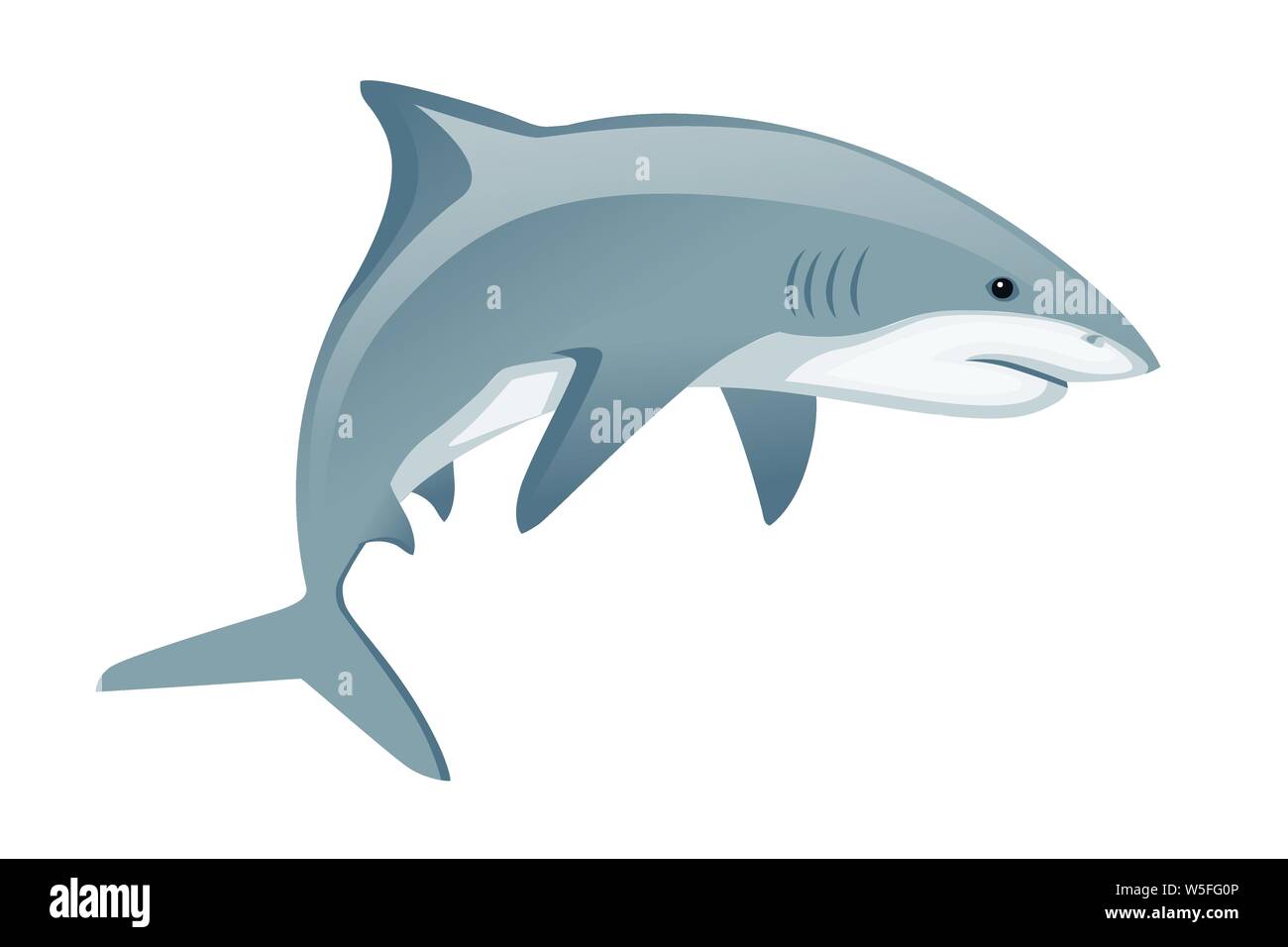 Shark with mouth closed giant apex predator cartoon animal design flat ...
