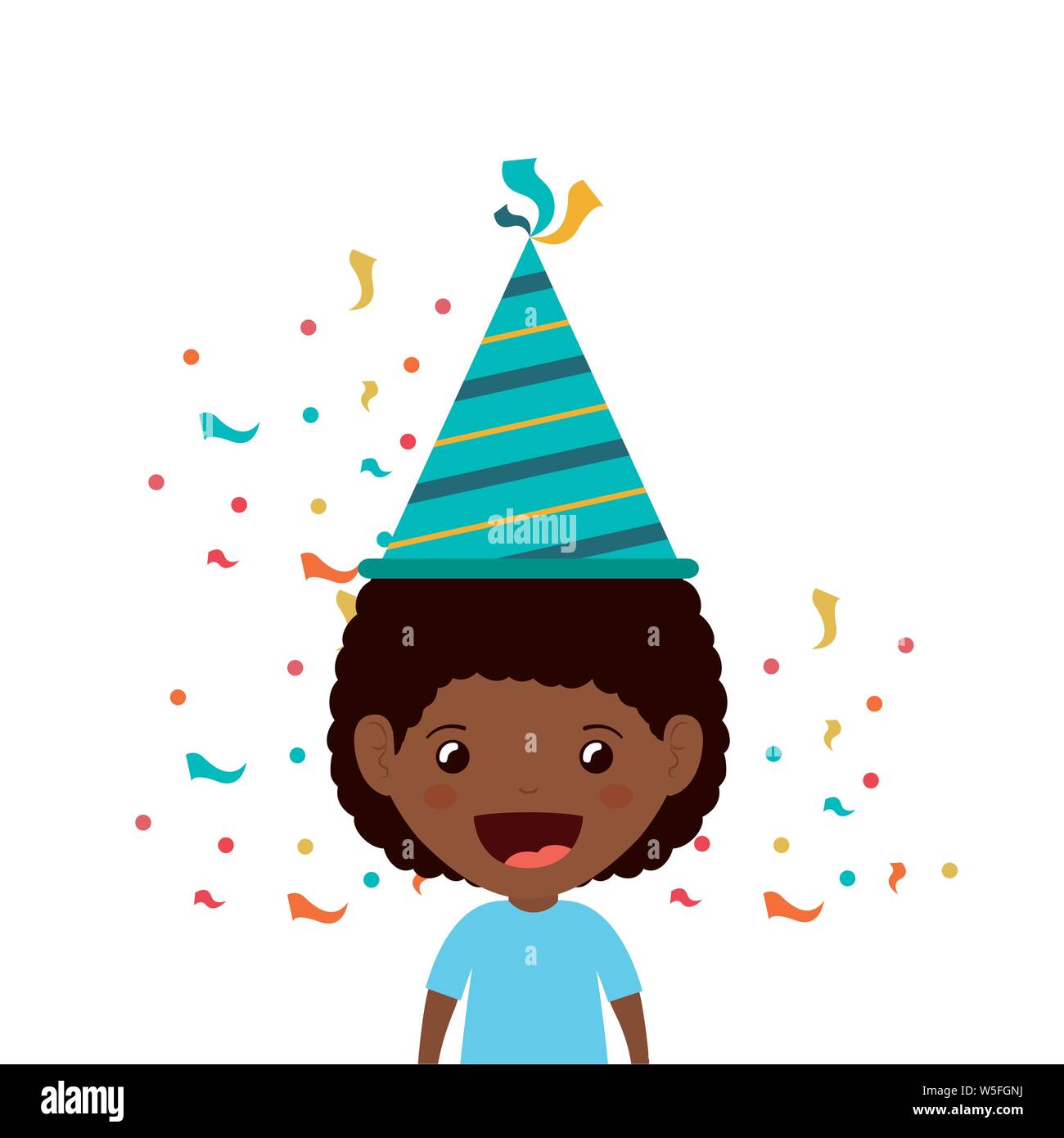 boy with party hat in birthday celebration Stock Vector Image & Art - Alamy