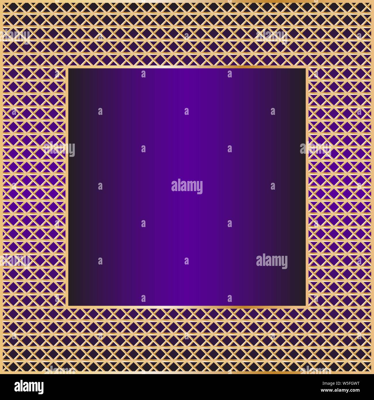 Golden abstract geometric ornament. Frame of golden mesh on green ...