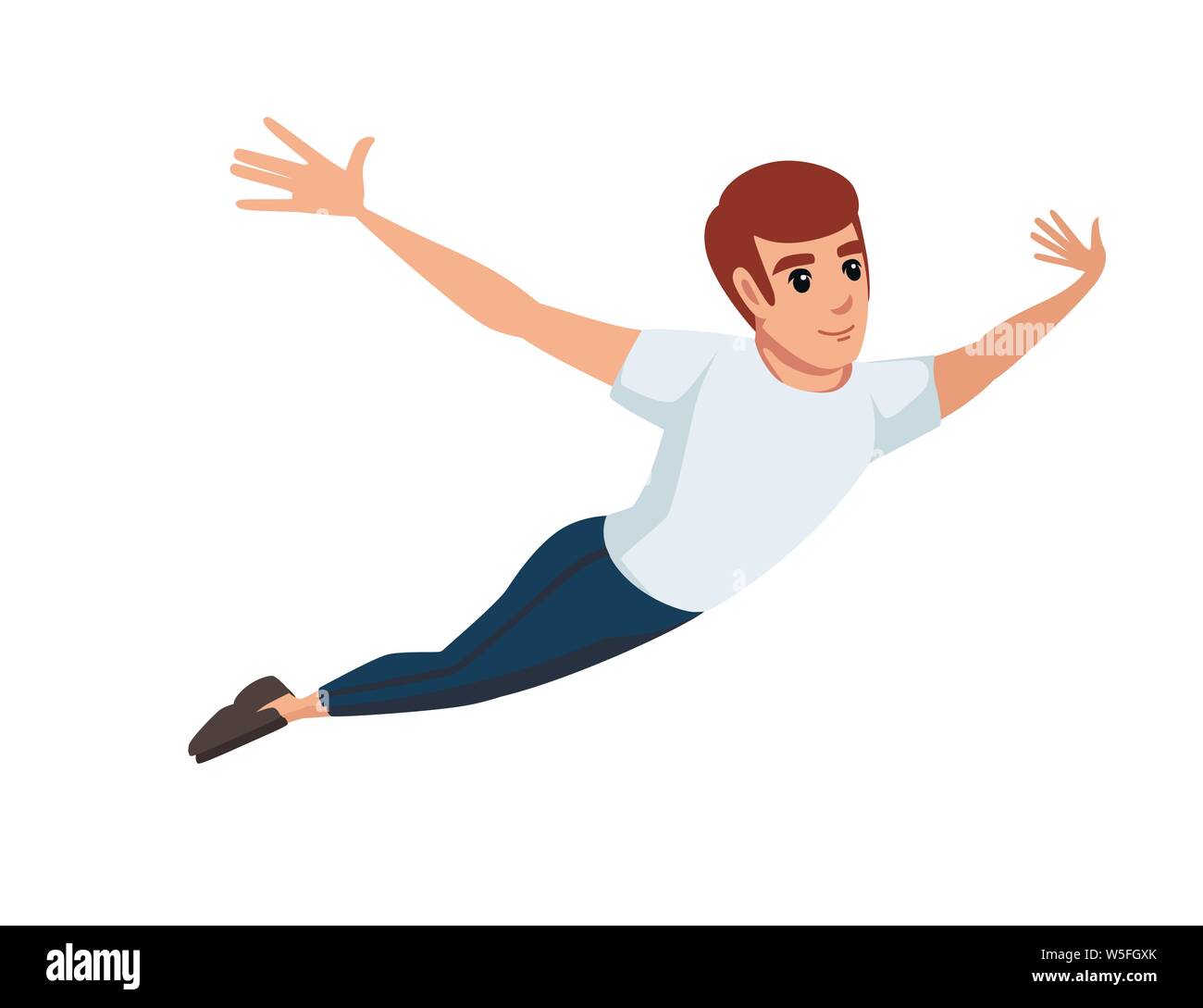 Flying man cartoon character design flat vector illustration isolated ...