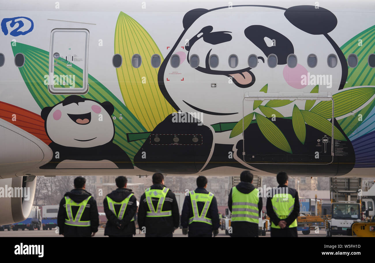 An Airbus A350 jet of Sichuan Airlines with a special panda-themed ...