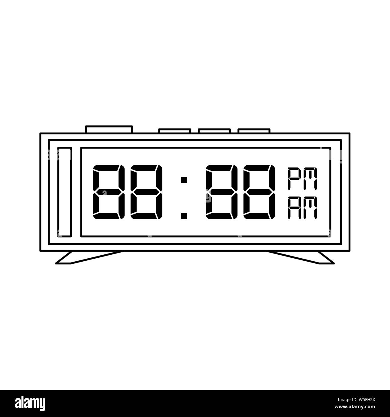 time clock watch alarm cartoon in black and white Stock Vector Image ...