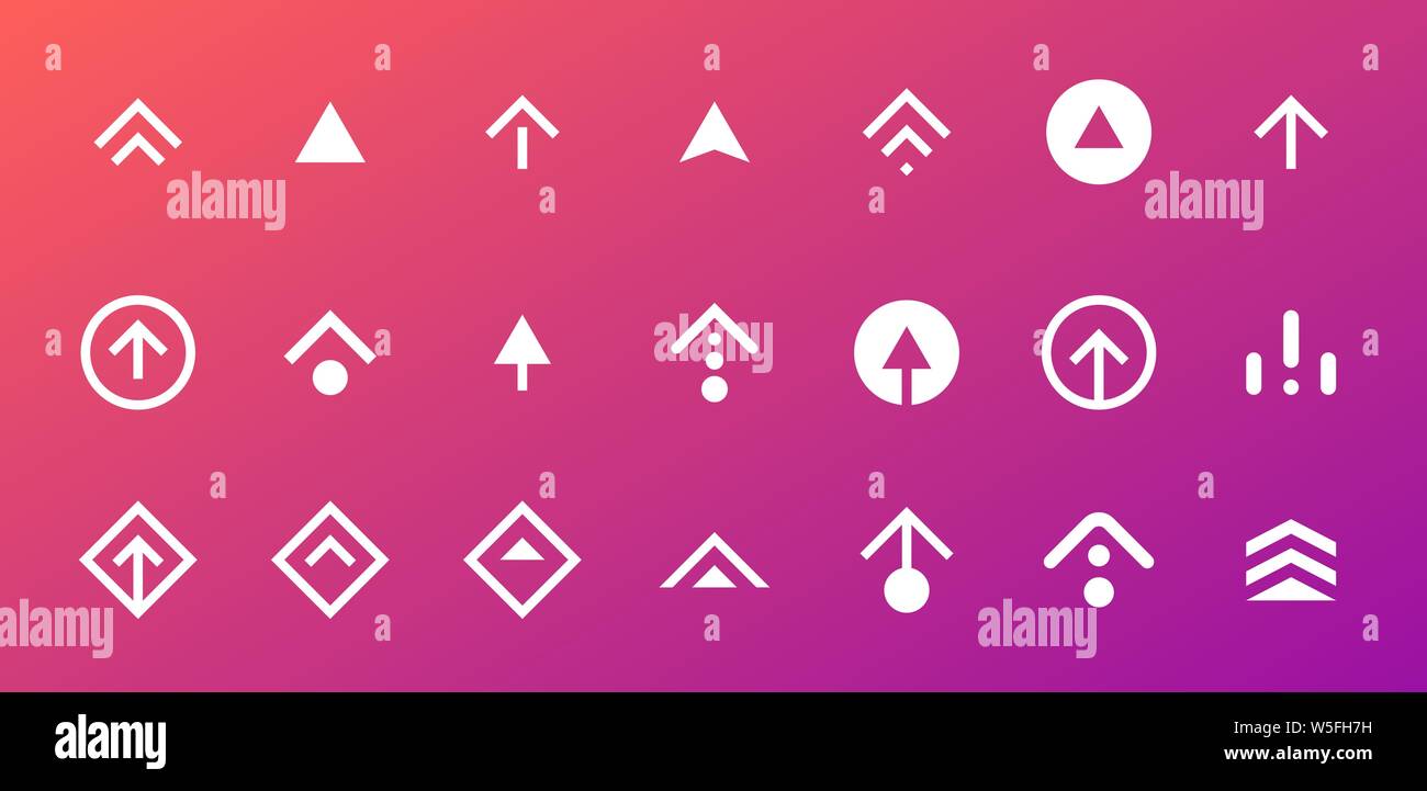 Swipe up button icon set. Application and social network scroll arrow pictogram for stories ...