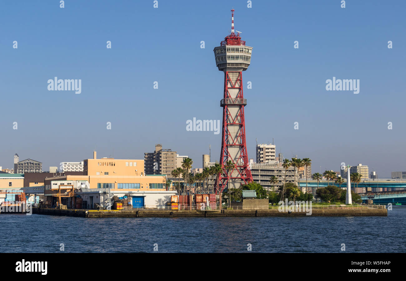 Hakata Port and lattice Port Tower in Fukuoka, Japan, Asia Stock Photo ...