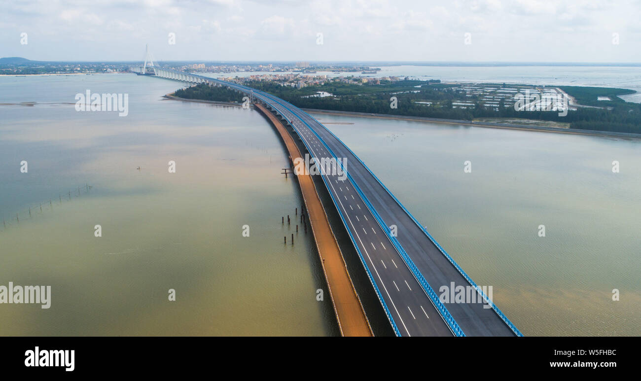 An aerial view of the Puqian Bridge, China's strongest earthquake ...