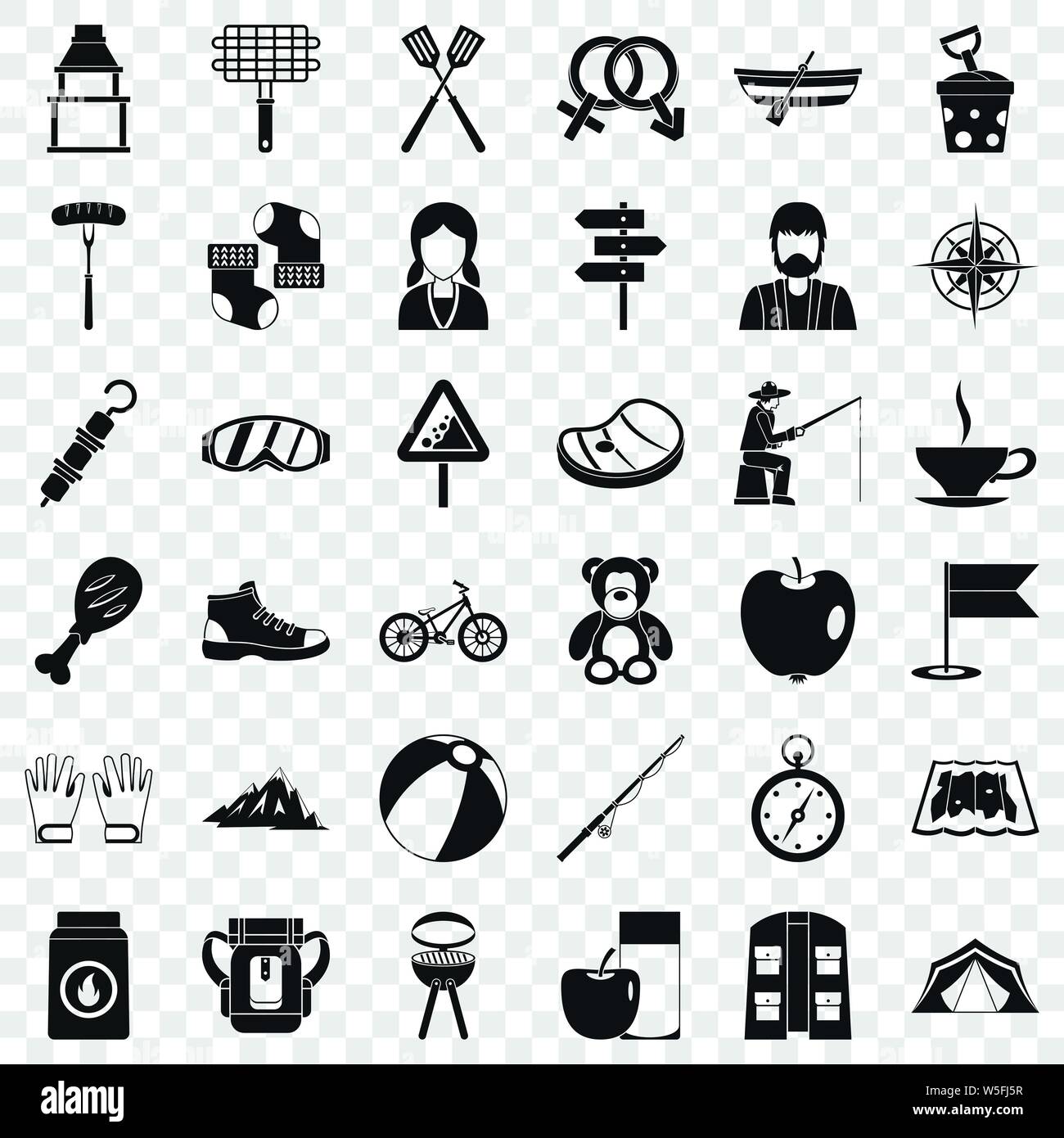 Family camping icons set, simple style Stock Vector Image & Art - Alamy